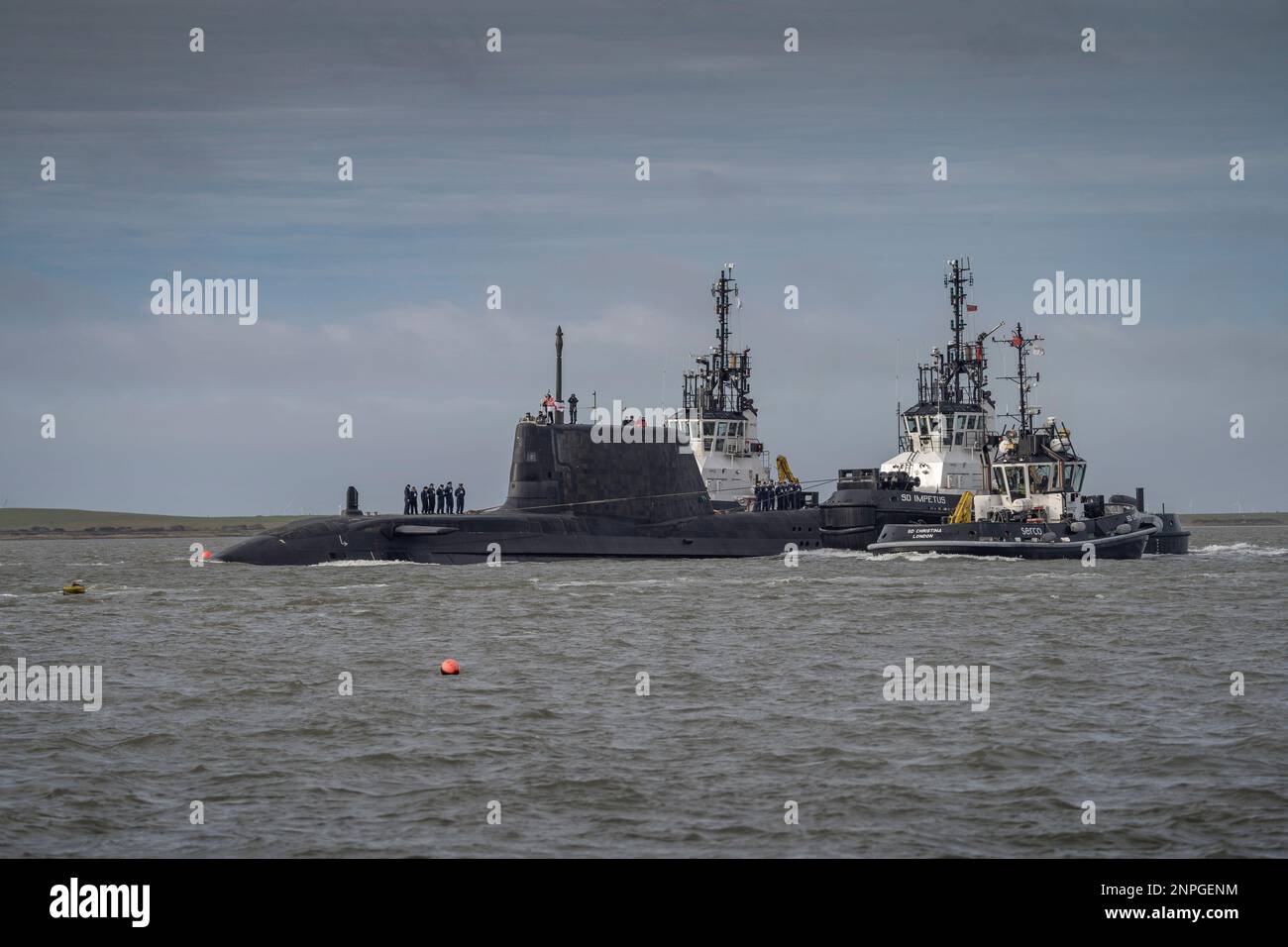 HMS Anson (S123) departing BAE Systems in Barrow-in-Furness (England ...