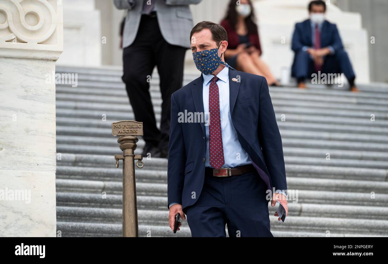 UNITED STATES - SEPTEMBER 17: Rep. Jason Crow, D-Colo., walks down the ...