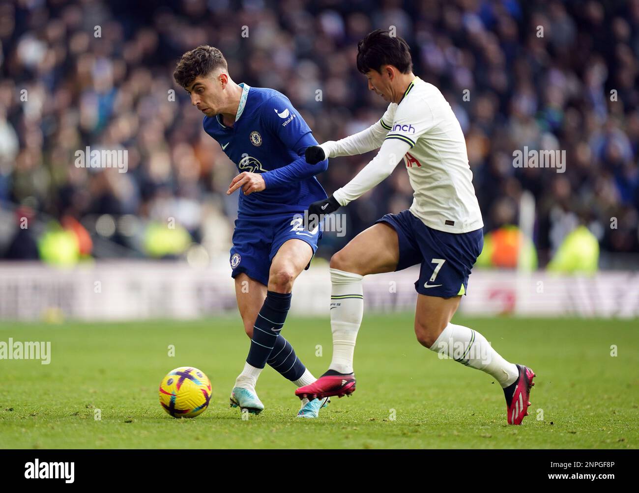 Tottenham Hotspur's Son Heung-min and Chelsea’s Kai Havertz during the ...