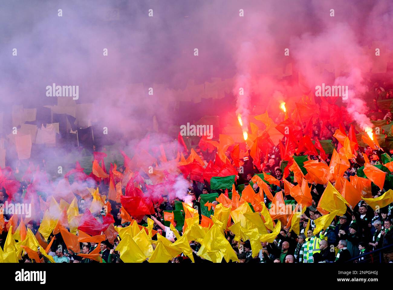 Celtic fans set off smoke flares ahead of the Viaplay Sports Cup Final ...