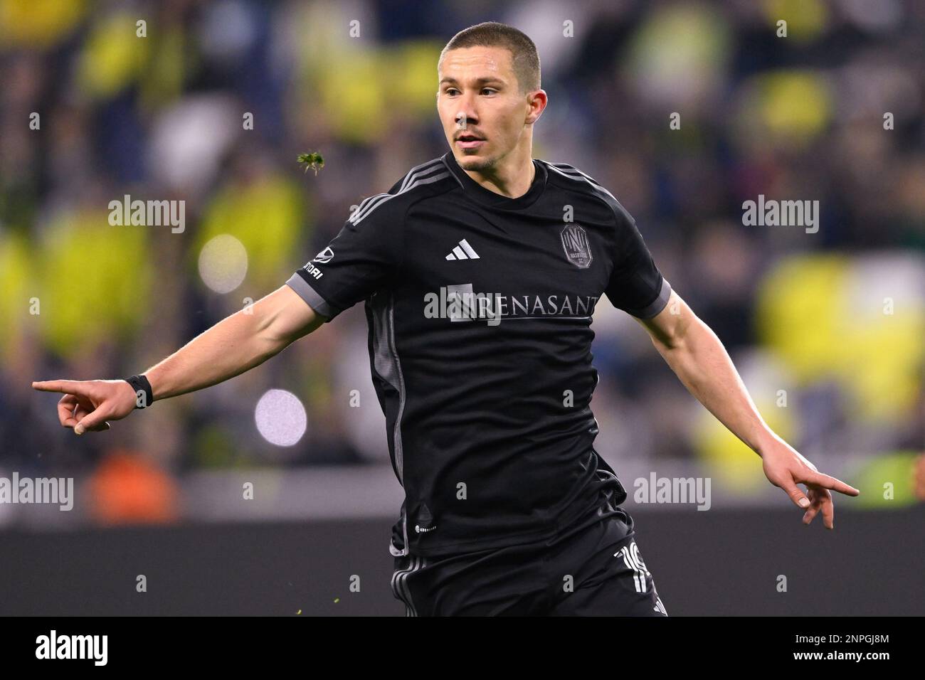 Nashville SC midfielder Alex Muyl (19) during an MLS soccer match ...