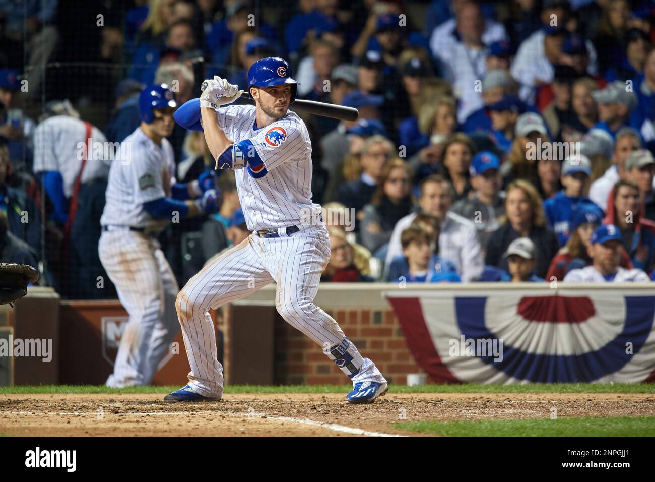 Chicago Cubs Kris Bryant (17) bats in the sixth inning during Game 3 of ...