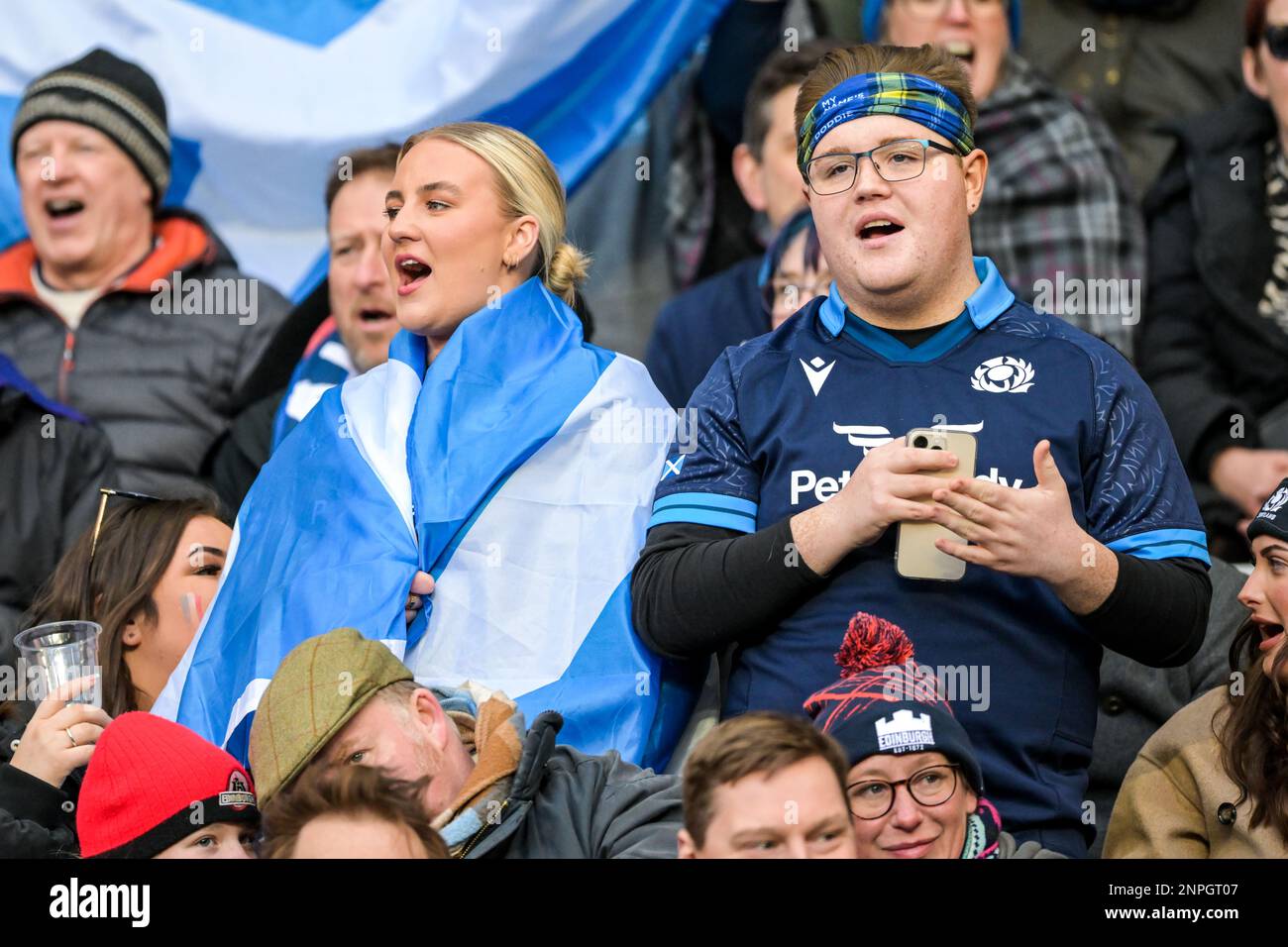 PARIS - Fans of Scotland during the Guinness Six Nations Rugby match ...