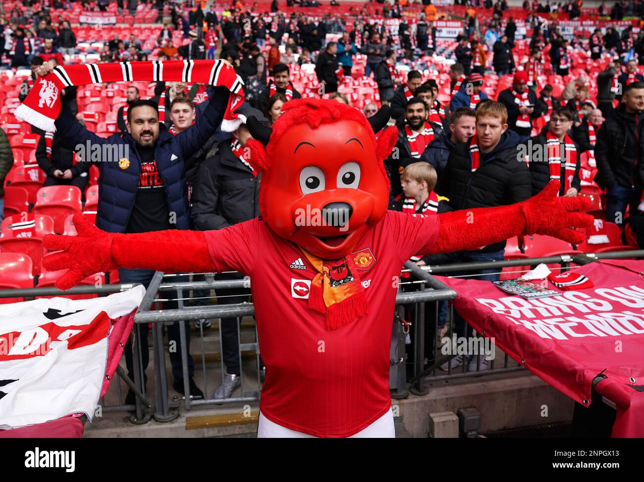 Manchester United mascot Fred the Red poses for a photo prior to the ...