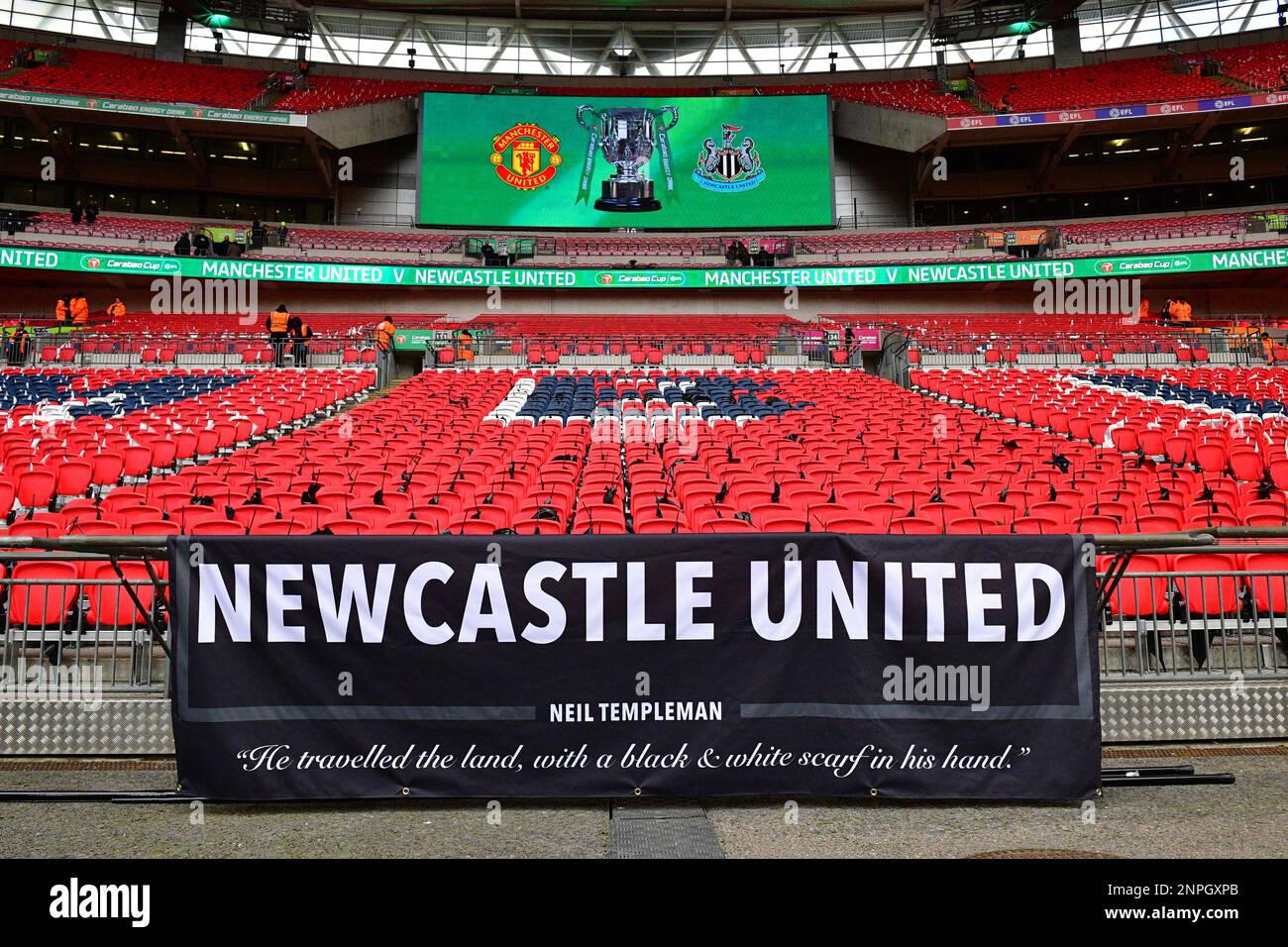 Wembley, London, UK. 26th Feb, 2023. Newcastle United's stand before ...