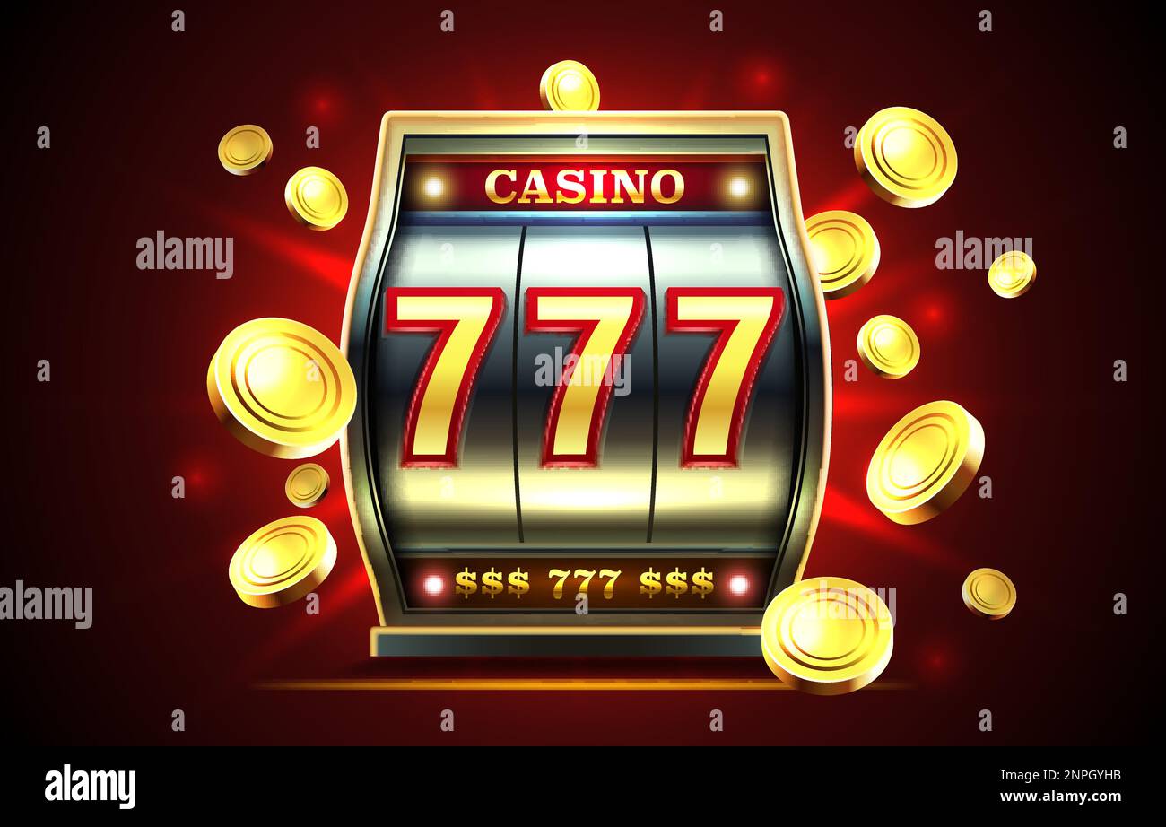 Casino slots machine winner, jackpot fortune of luck, 777 win banner ...