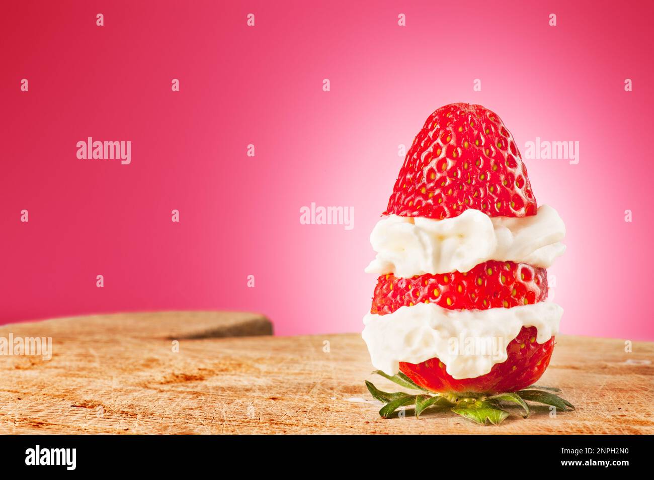 Strawberry with cream in a pink gradient background - strawberry cream ...