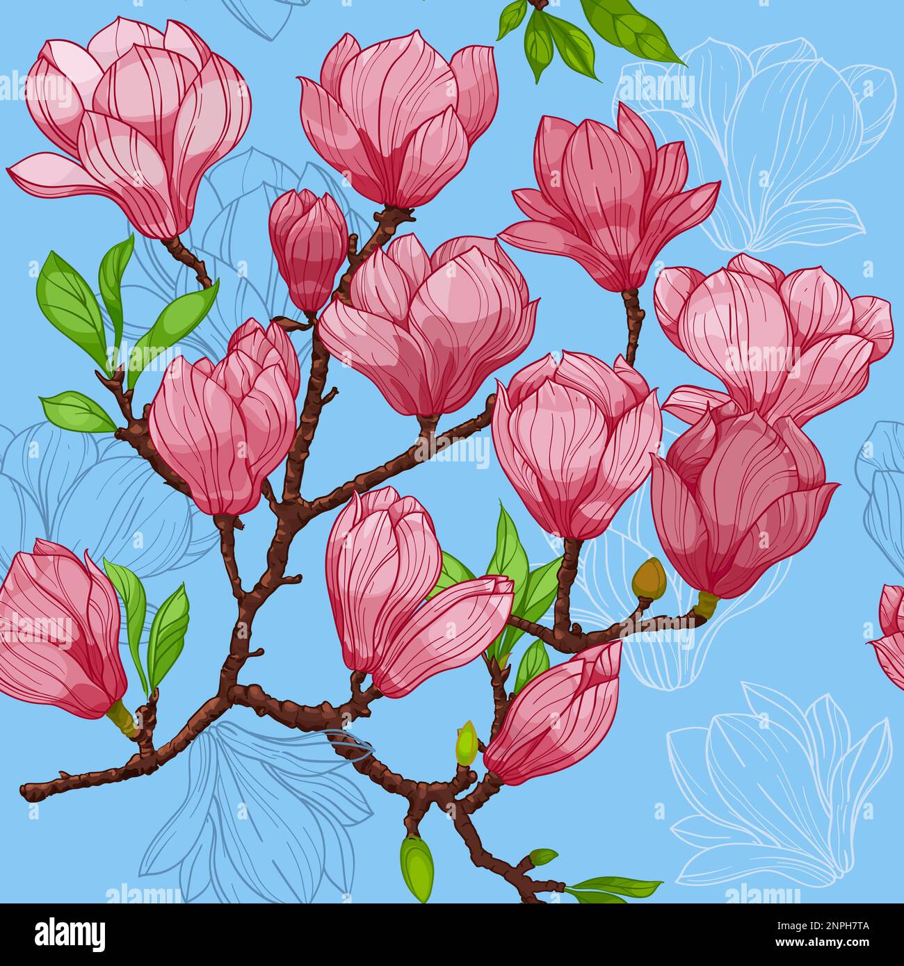 Seamless magnolia pattern hi-res stock photography and images - Alamy