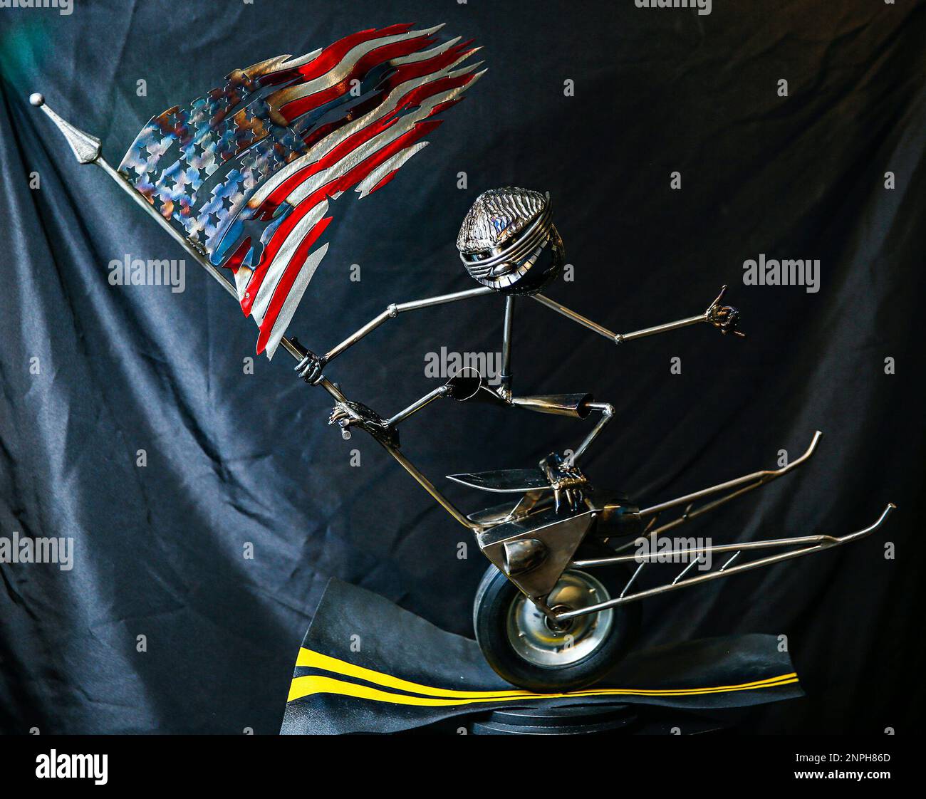 Steel sculpture by artist Michael Sisson on display at the Bigfork Art ...