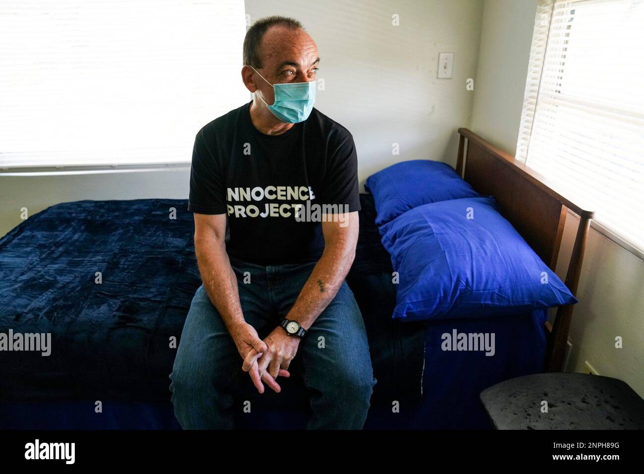 Robert Duboise is pictured on his bed at his new home, on Friday, Sept ...