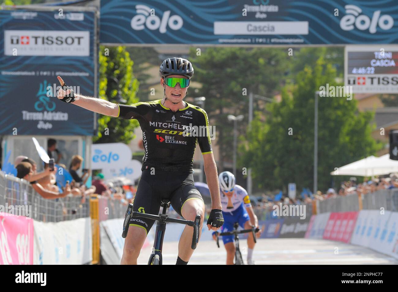 Australia's Lucas Hamilton celebrates winning the fourth stage of the ...