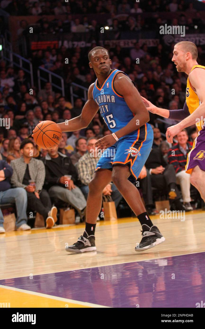 Oklahoma City Thunder guard Reggie Jackson (15) makes a move with the ...