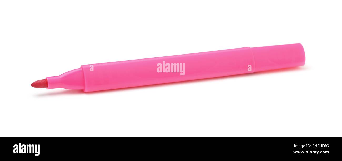 New red stationery marker isolated on white Stock Photo - Alamy