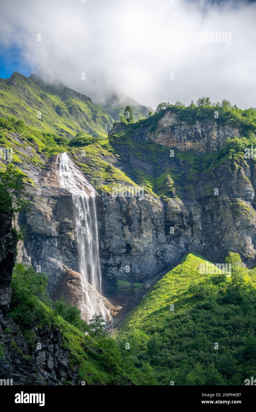 A large waterfall falling down a steep cliff Stock Photo - Alamy