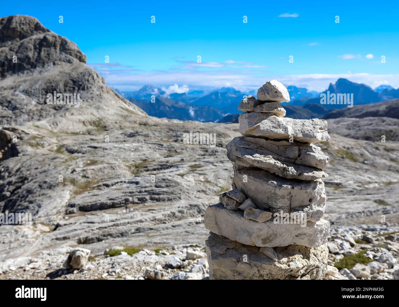 pile of rocks and stones in the high mountains called CAIRN or Little ...