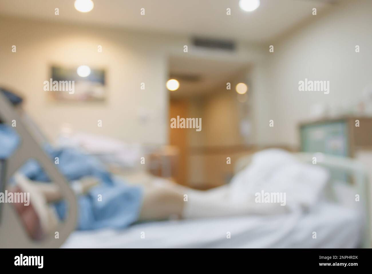 Abstract hospital room interior with bed blur background Stock Photo ...