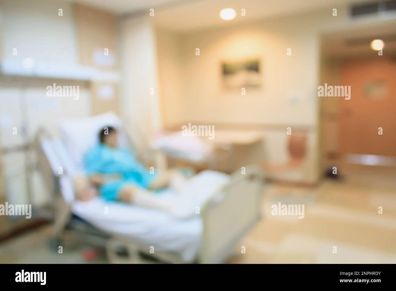 Abstract hospital room interior with bed blur background Stock Photo ...