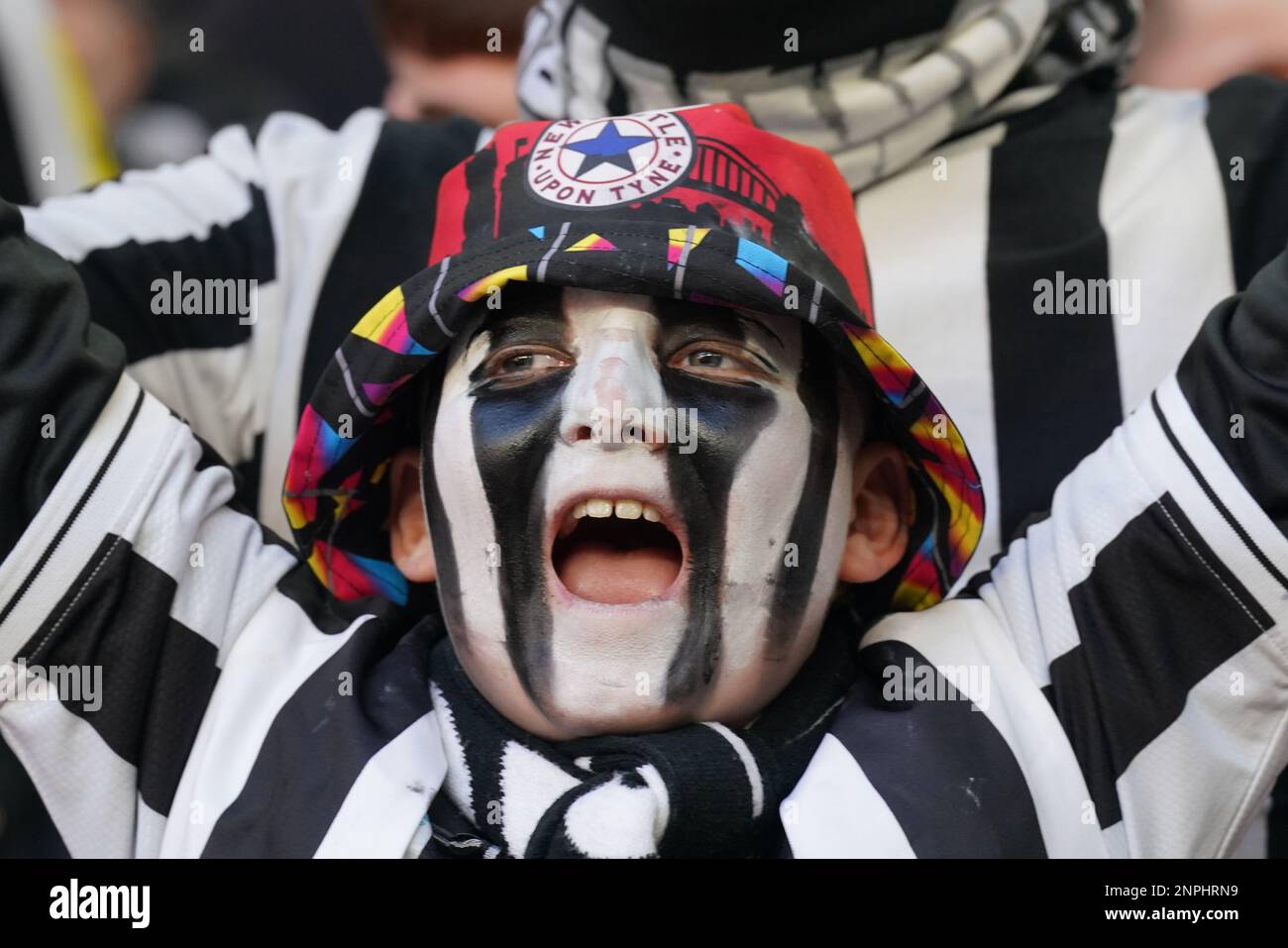 Newcastle United fans in the stands prior to the Carabao Cup Final ...
