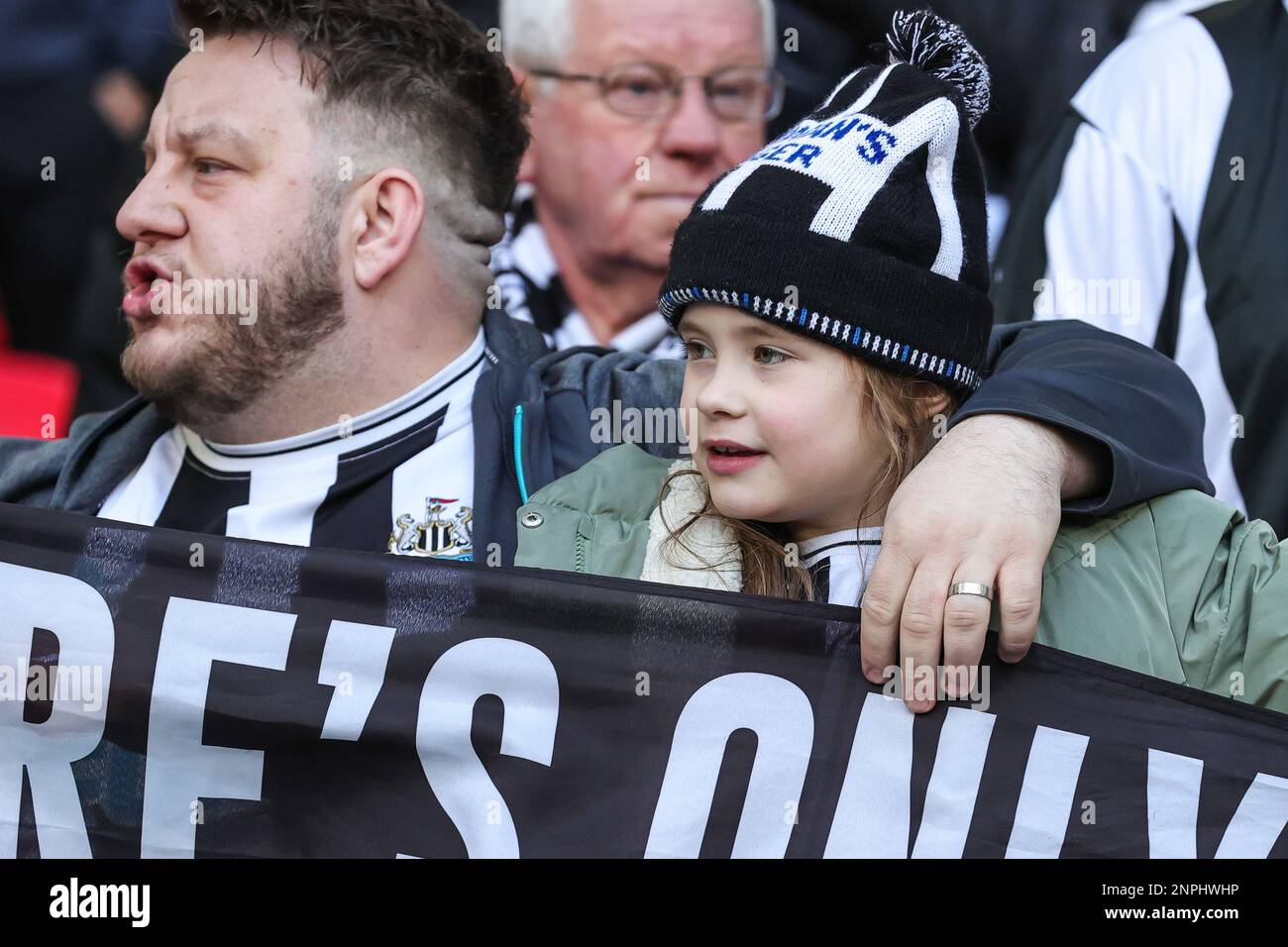 A young Newcastle United fan ahead of the Carabao Cup Final match ...