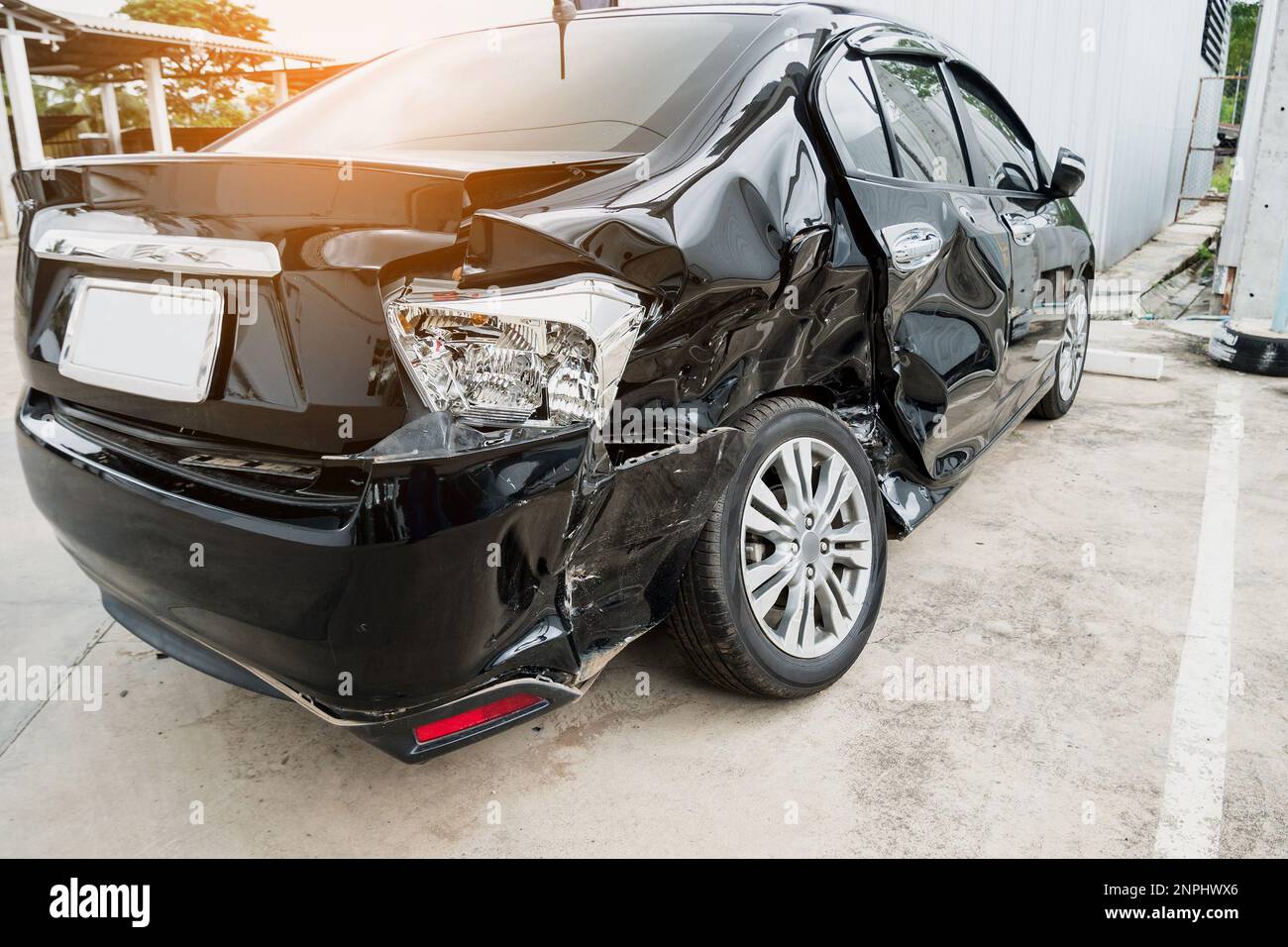 Car crash accident damaged background Stock Photo - Alamy
