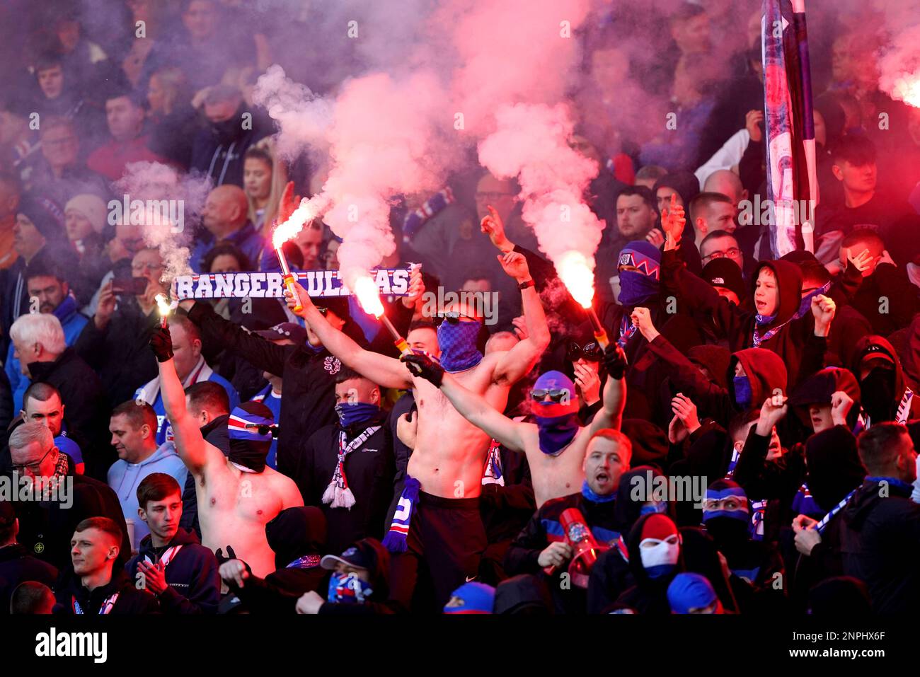 Rangers fans set off smoke flares during the Viaplay Sports Cup Final ...