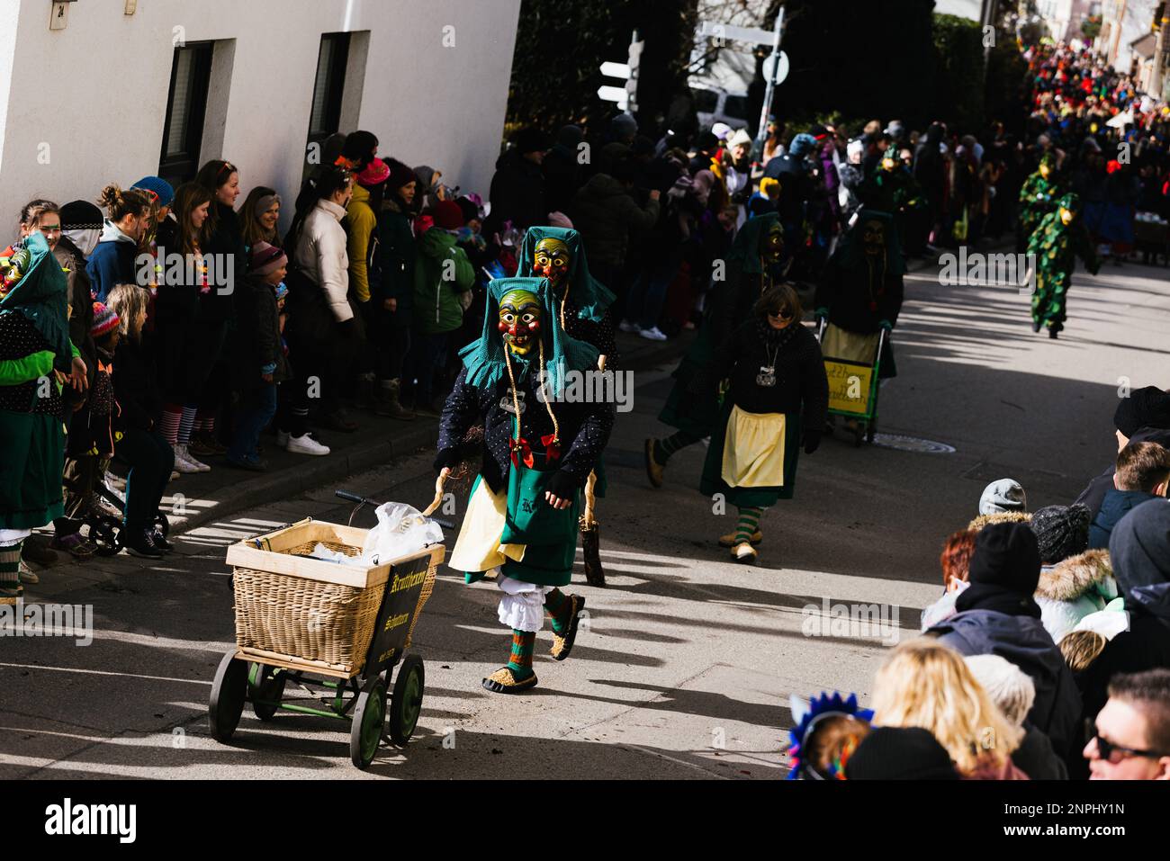 Sulzburg, Germany. 26th Feb, 2023. Fools in the form of witches walk ...