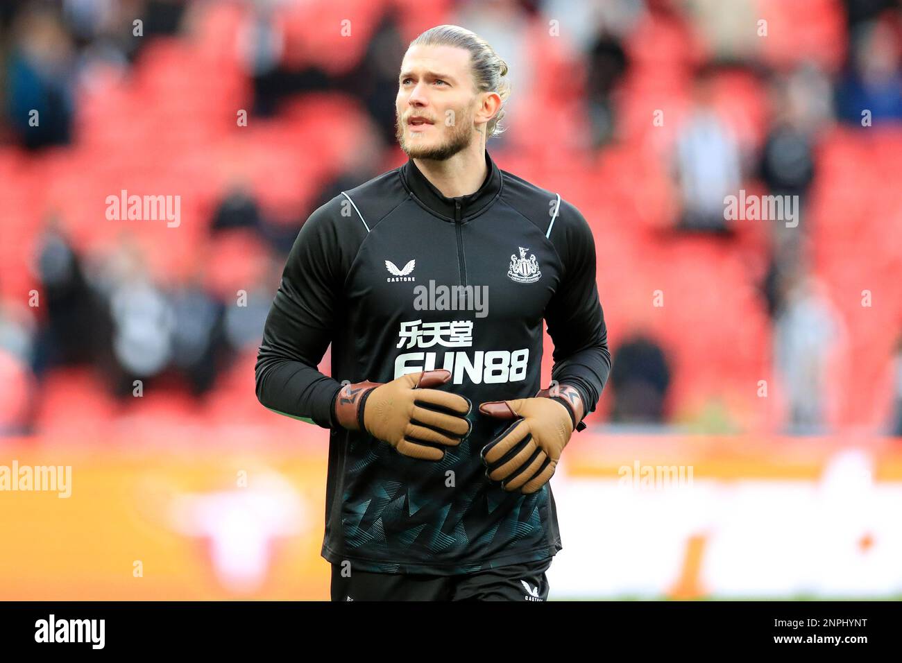 London, UK. 26th Feb, 2023. Loris Karius of Newcastle United warming up ...