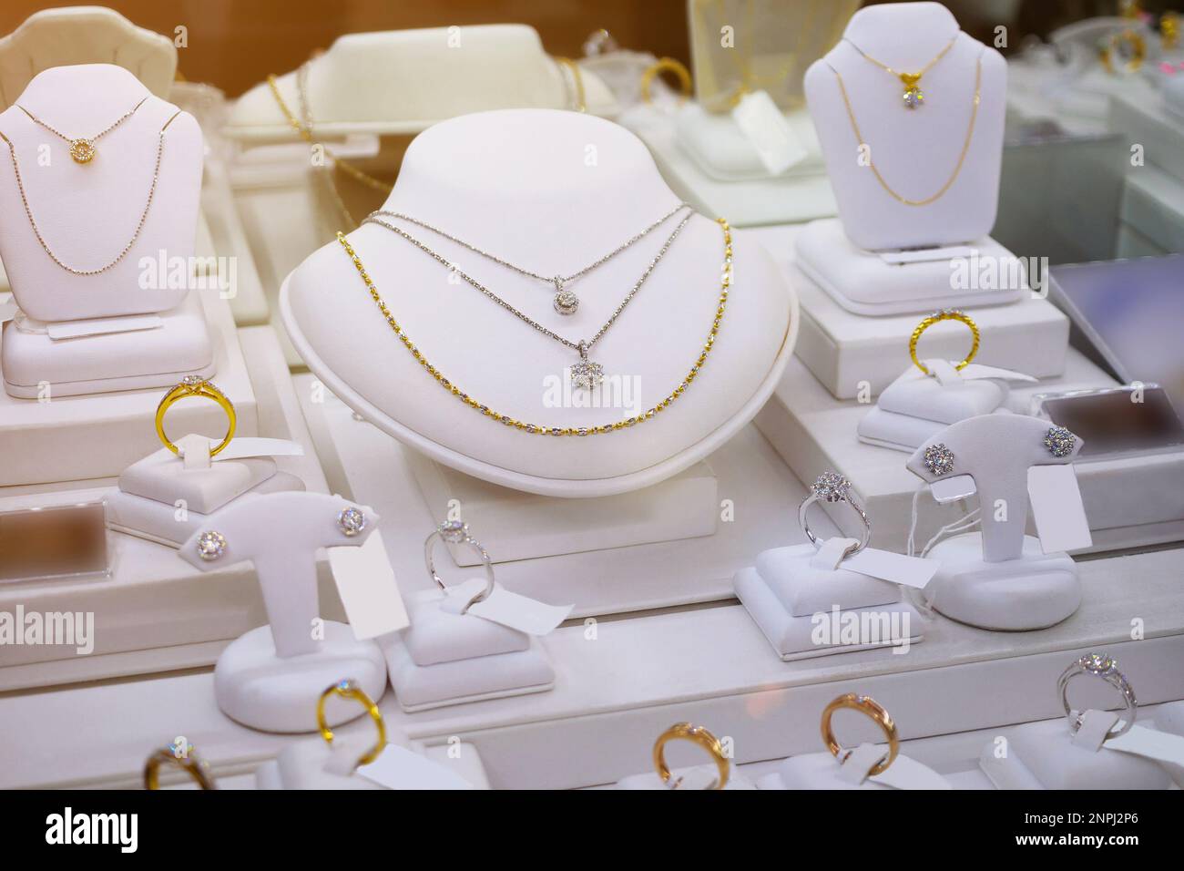jewelry diamond gold shop with rings and necklaces luxury retail store ...