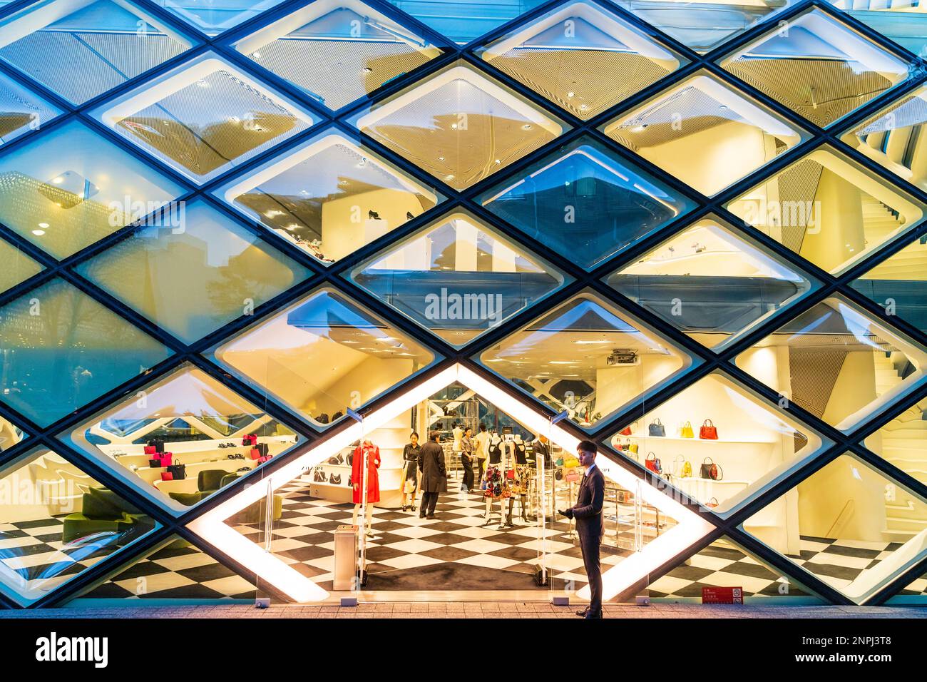 Prada Aoyama store, Tokyo. A glass crystal building made from diamond ...