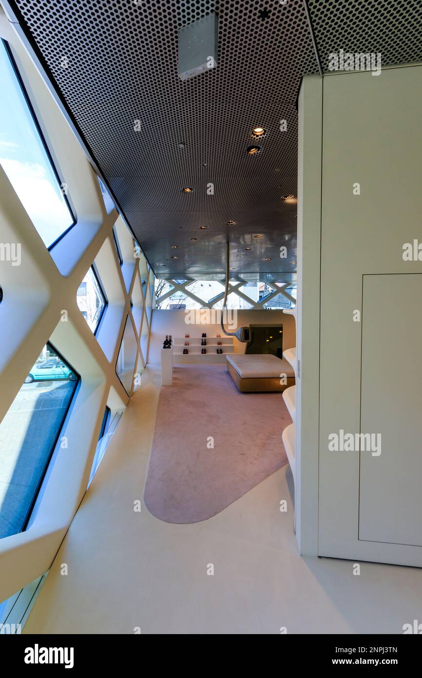 Prada Aoyama store, Tokyo. Interior of part of the second floor along ...