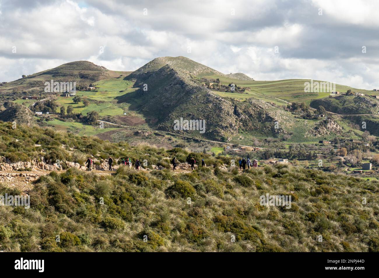 Mountain landscape with green grass Bazina Joumine, Bizerte, Tunisia ...