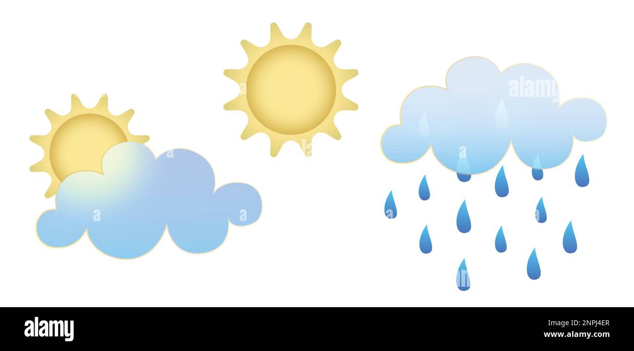 Set of weather icons. Glassmorphism style symbols for meteo forecast ...