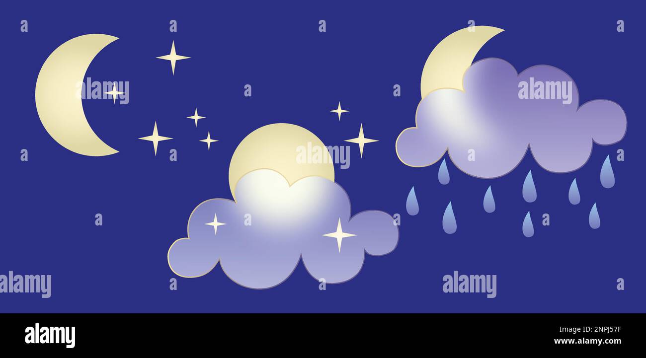Set of weather icons. Glassmorphism style symbols for meteo forecast ...