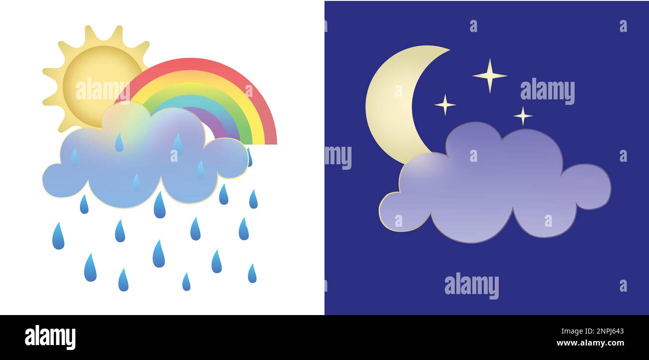 Set of weather icons. Glassmorphism style symbols for meteo forecast ...
