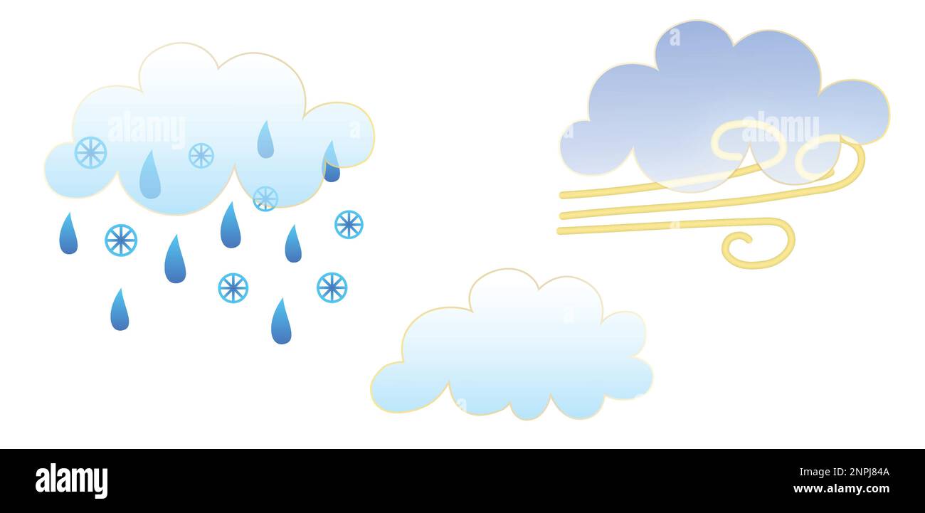 Set of weather icons. Glassmorphism style symbols for meteo forecast ...