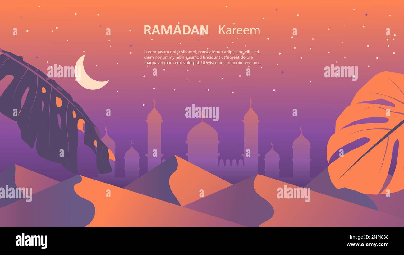 Ramadan Kareem design in modern art style in pastel gradient colors ...