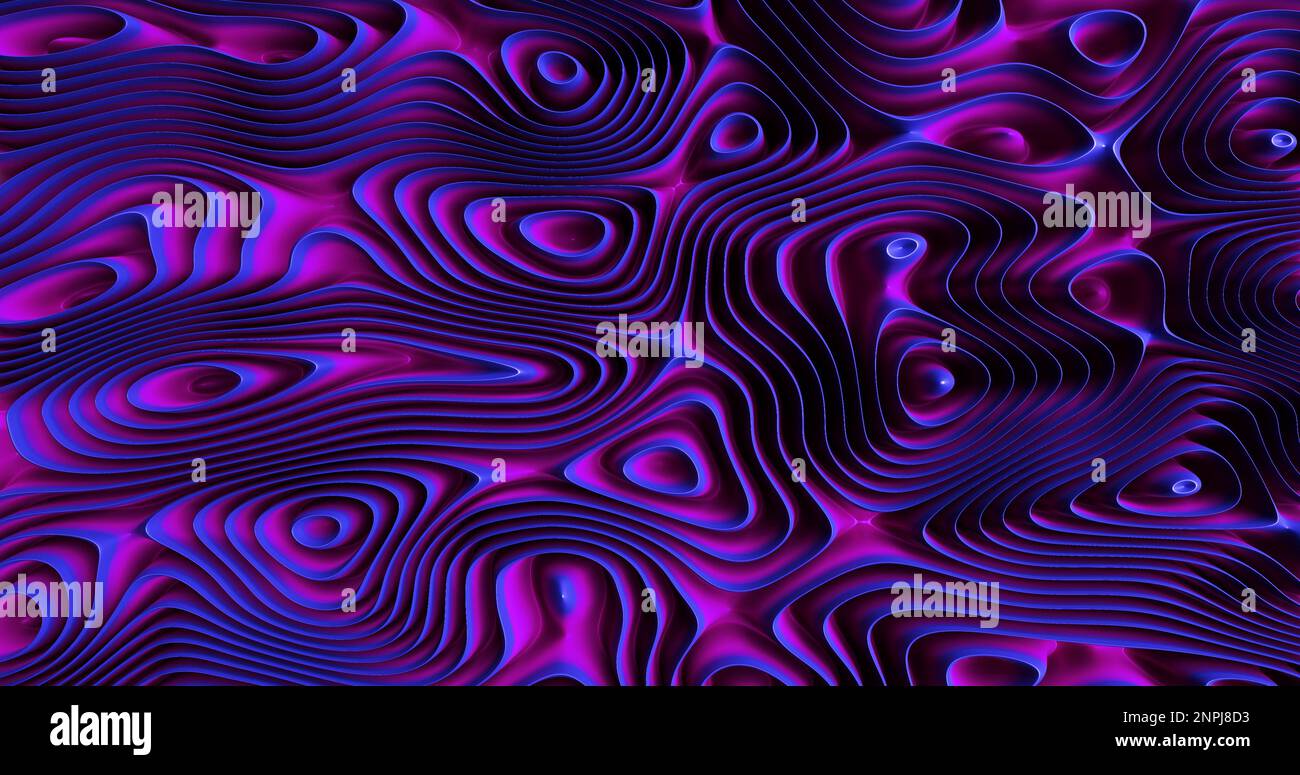 Smooth curves and circles. Purple pink ripples waves. Astraction 3d ...