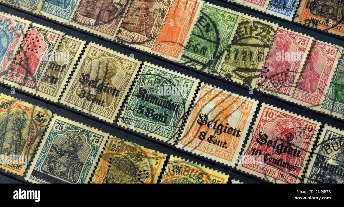Cancelled postage stamps printed by Germany, that shows portrait of ...