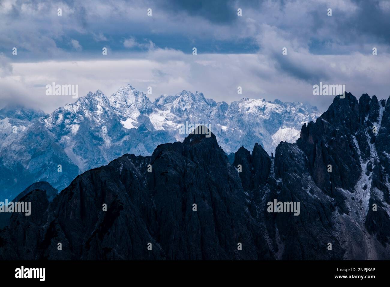 Rocky ridge of the mountain Cadini di Misurina, the mountains of the ...