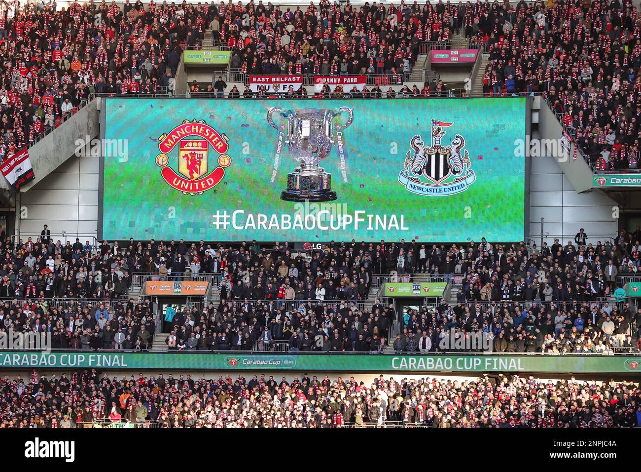 The scoreboard at Wembley ahead of the Carabao Cup Final match ...