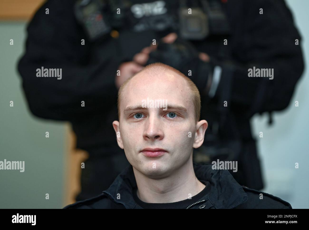 The accused Stephan Balliet sits in the Regional Court at the beginning ...