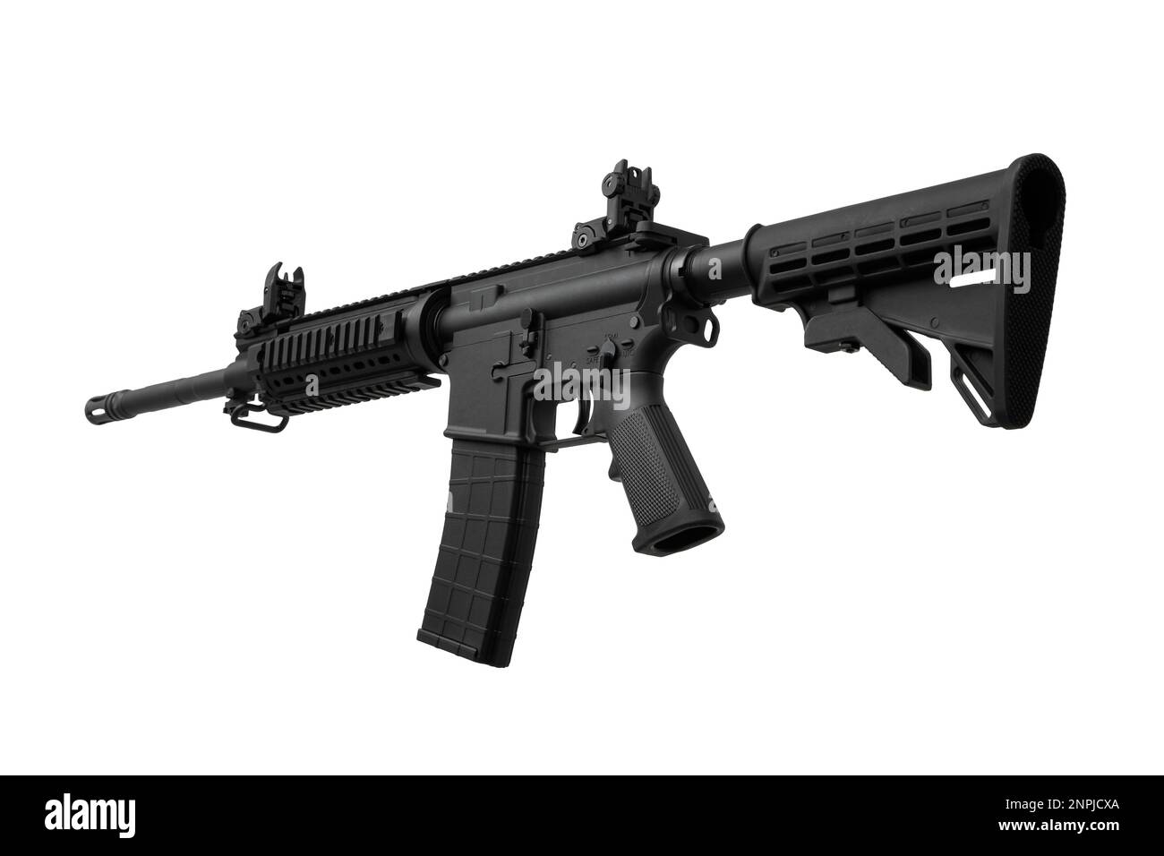 Modern automatic rifle isolated on white background. Weapons for police ...