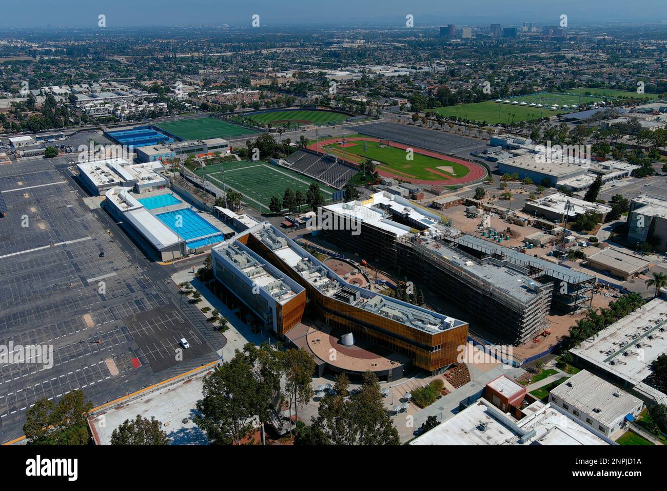 A general view of the swimming, football, track and field, tennis ...