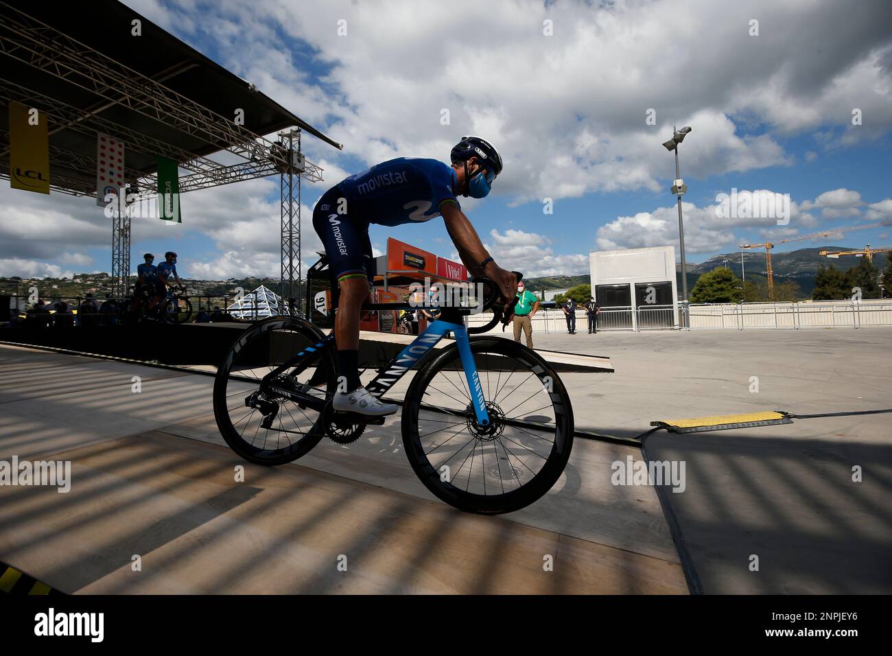 Spain's Alejandro Valverde rides at the start of the 198 km (123 miles ...
