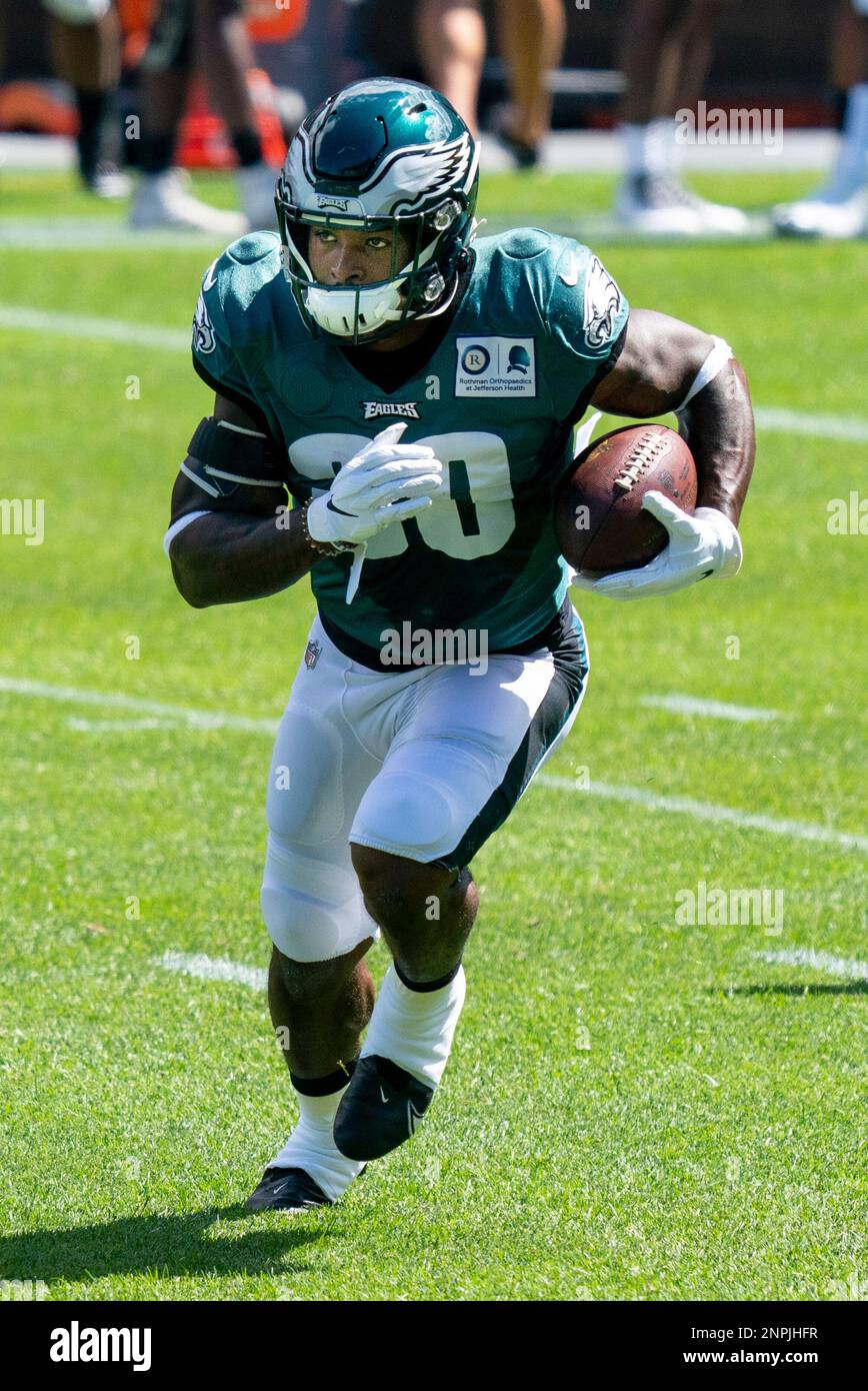 Philadelphia Eagles running back Corey Clement runs a drill during an ...