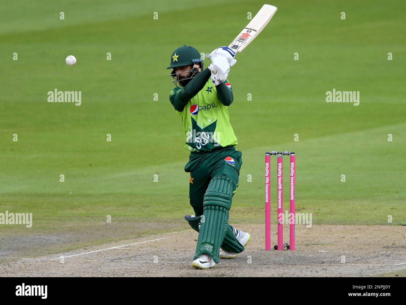 Pakistan's Mohammad Hafeez plays a shot during the second Twenty20 ...
