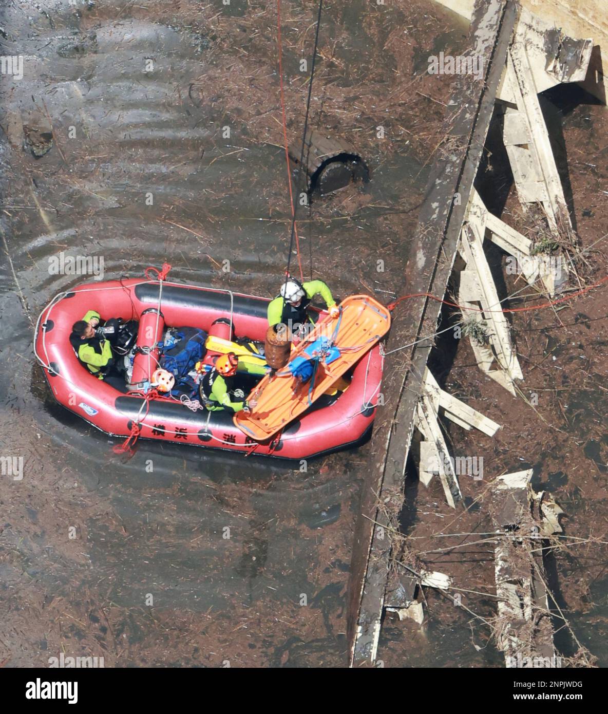 An aerial photo shows the underground oil storage tank remain which ...