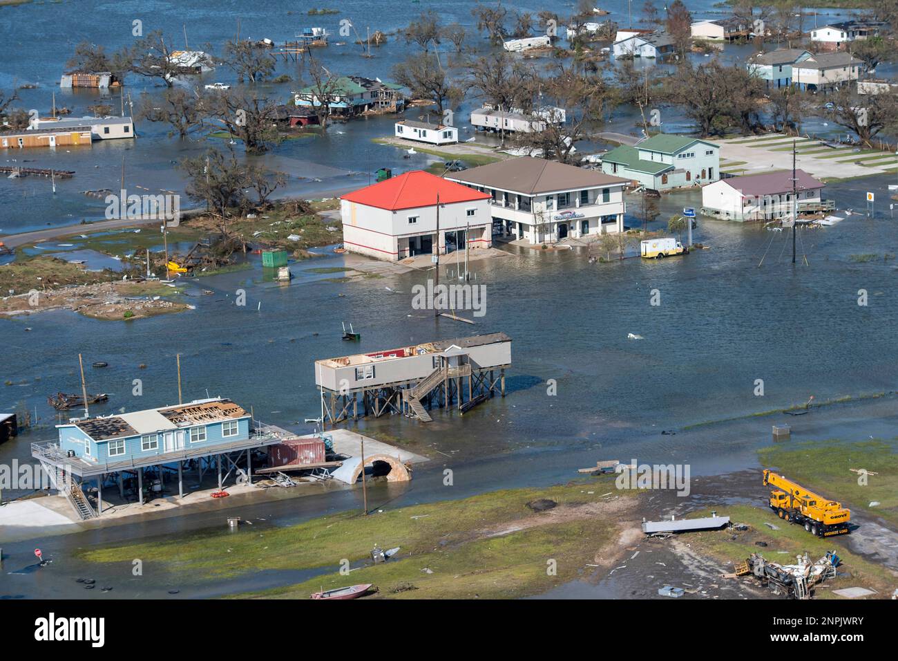 Hurricane Laura damage and flooding is viewed Thursday, Aug. 27, 2020 ...