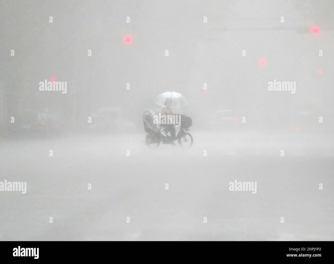 A heavy rain falls suddenly in Osaka on August 27, 2020. Cumulonimbus ...