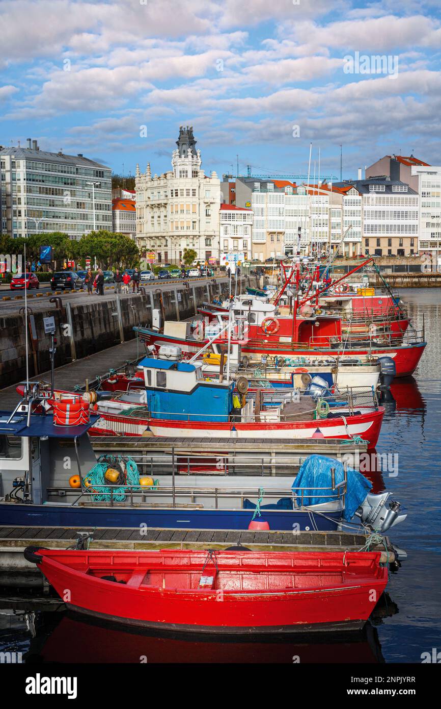 La Coruña or A Coruña, La Coruña Province, Galicia, Spain. Harbour and ...
